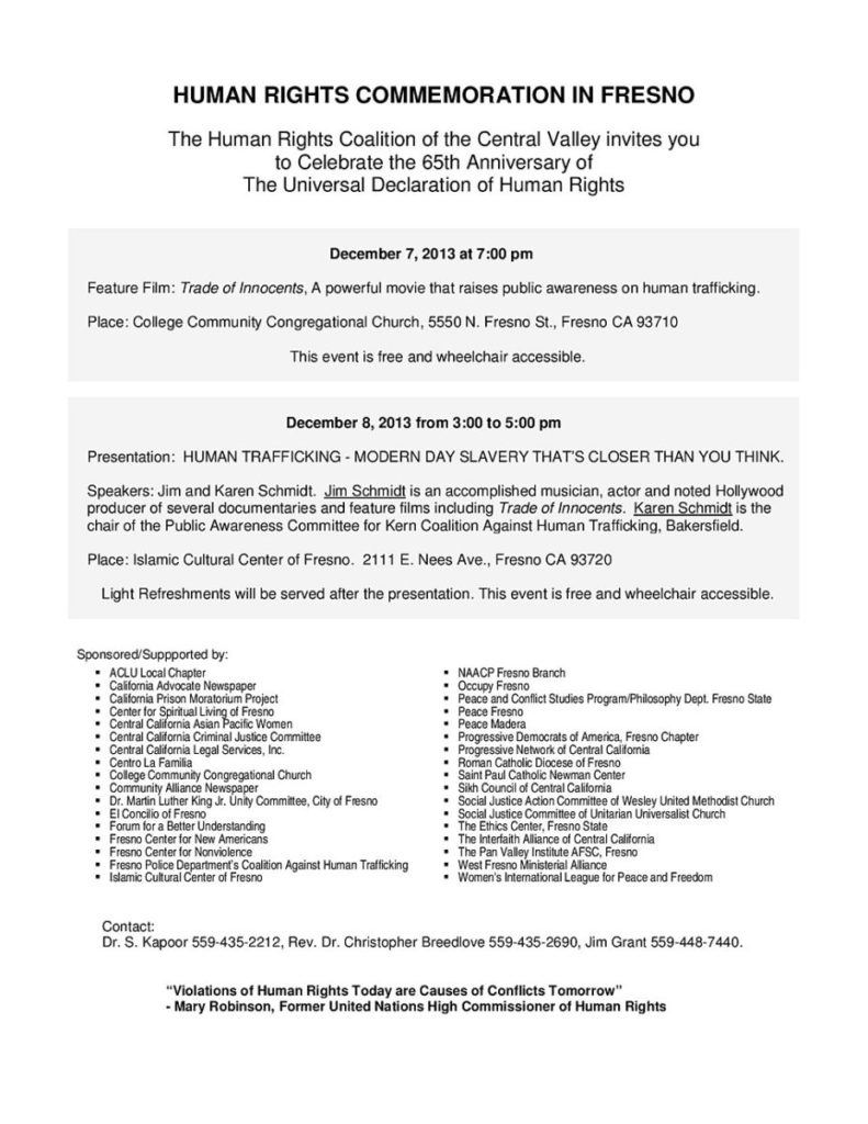 Human Rights Commemoration in Fresno - Community Alliance